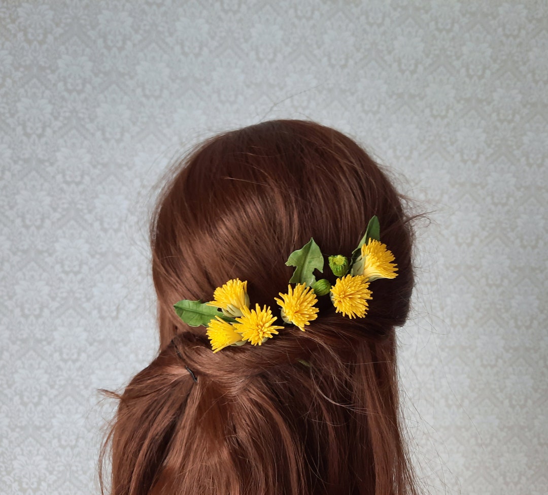 Dandelion Floral Hair Pins Yellow Dandelion Headpiece Yellow Hair Pins ...