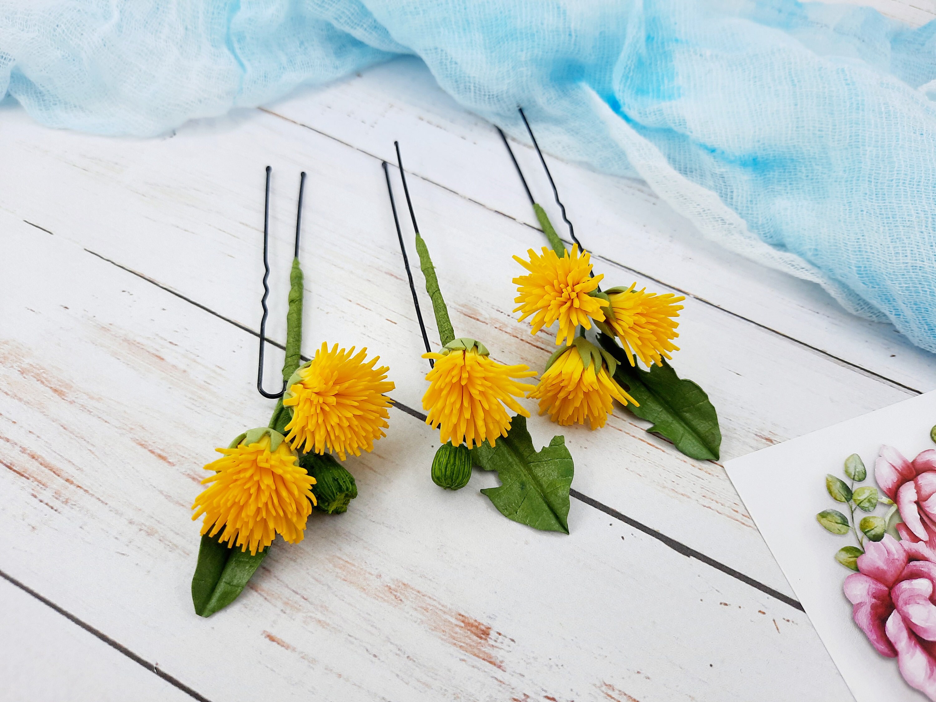 Dandelion Floral Hair Pins Yellow Dandelion Headpiece Yellow - Etsy UK