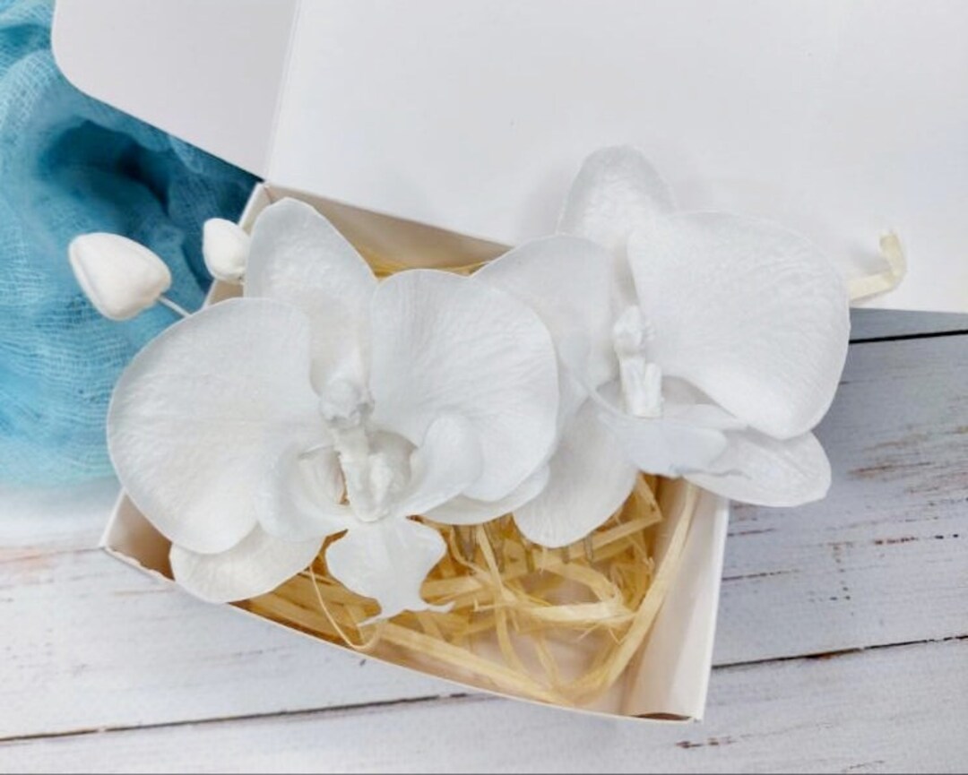 White Orchid Hair Comb Orchid Hair Flower Tropical Headpiece Tropical ...