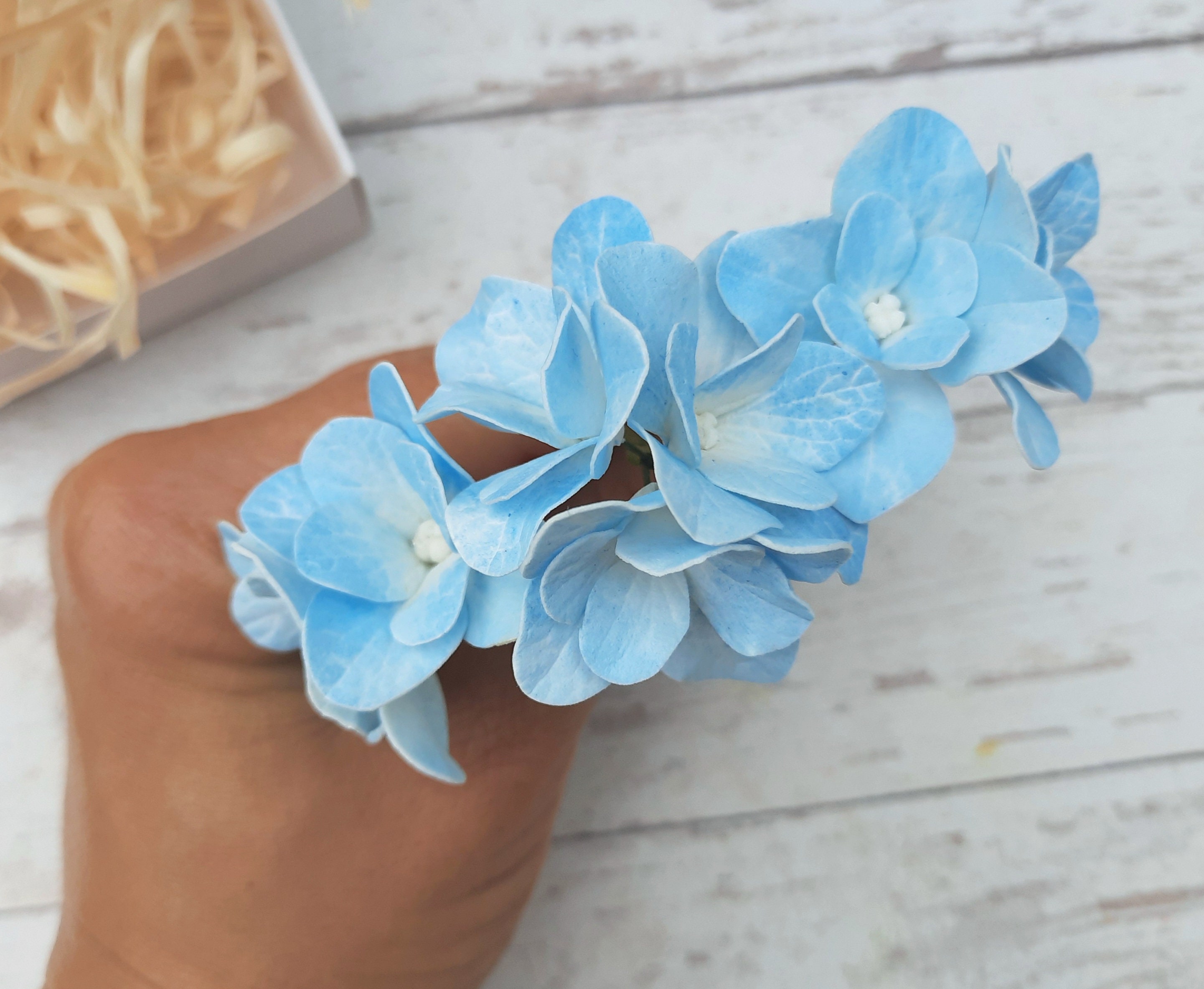 Hydrangea Hair Pin Small Blue Flower Hair Pin Blue Floral Hair - Etsy
