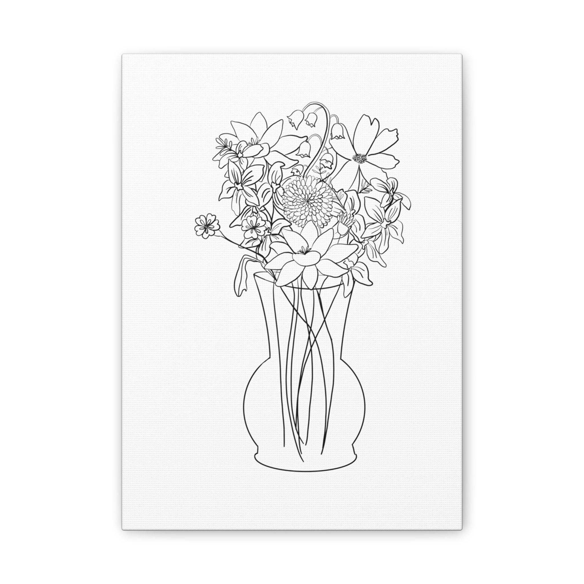 Personalized Birth Flower Bouquet Canvas Stretched 0 75 Etsy