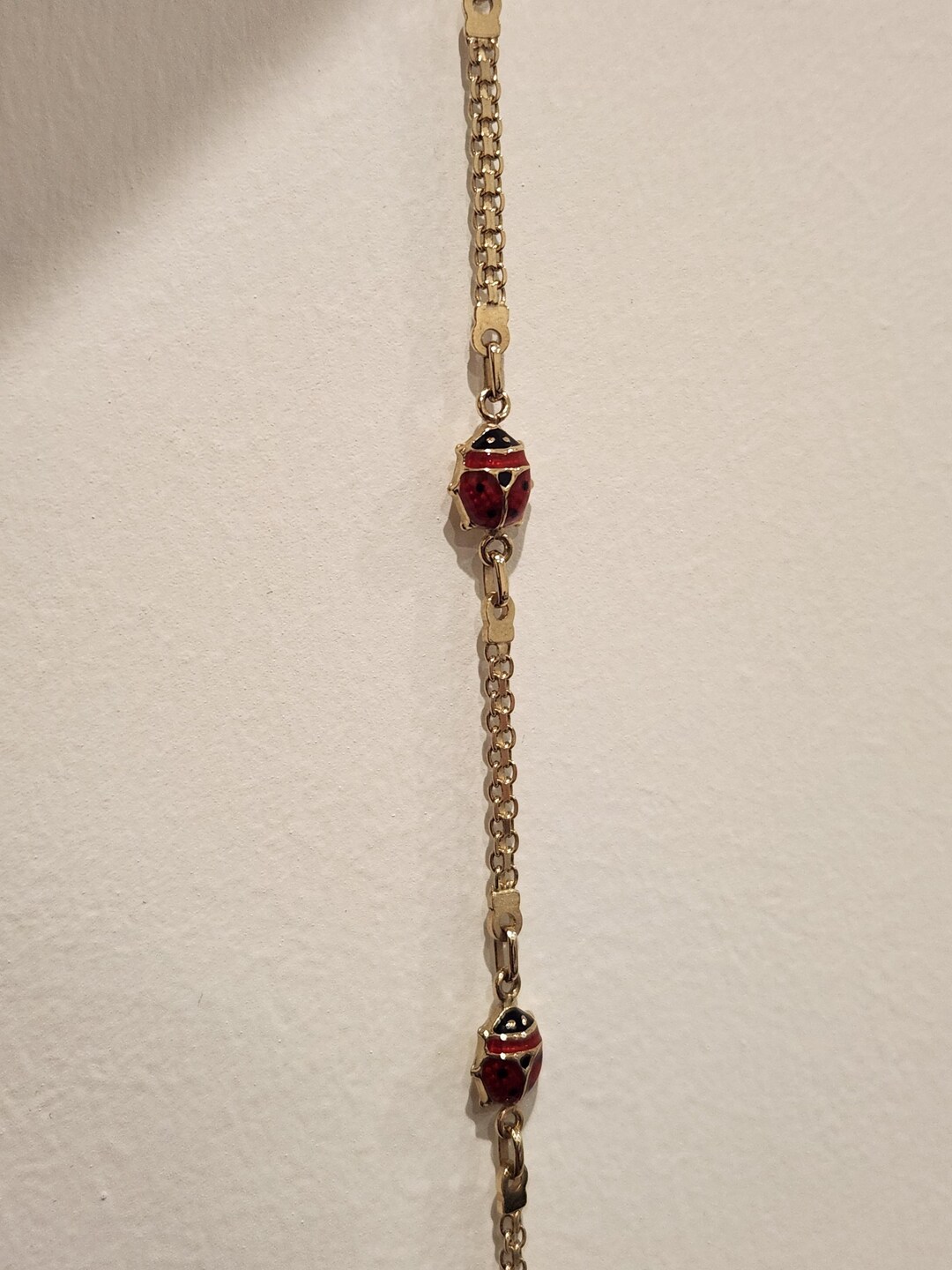 Vintage 10k Gold Enamel Lady Bug Bracelet - Etsy