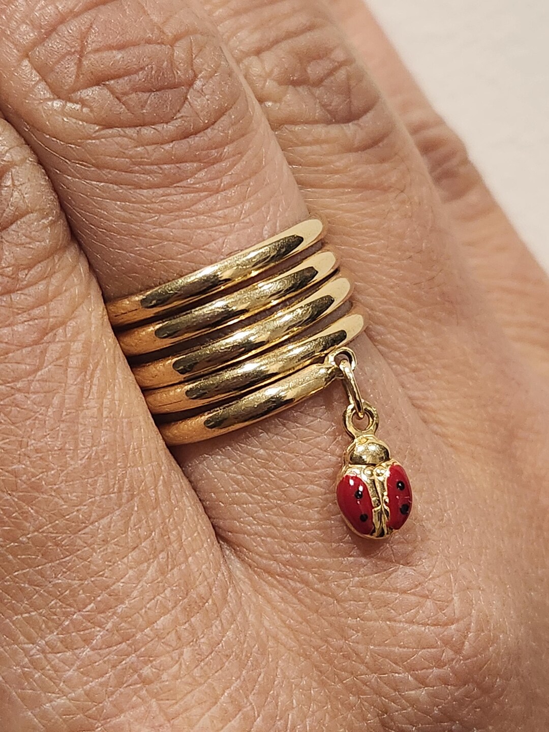 Vintage 9ct Gold Dangle Charm Ring With Ladybug Charm - Etsy Australia