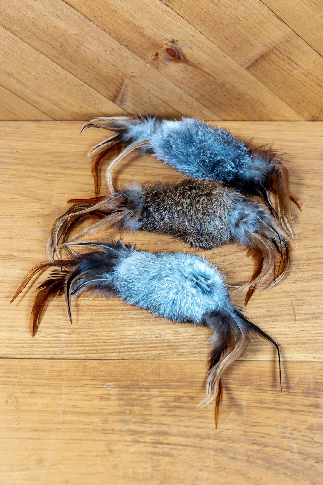 3 Rabbit Fur Cat Toys | "crab" With Feathers & Rattle | Encourage Your ...