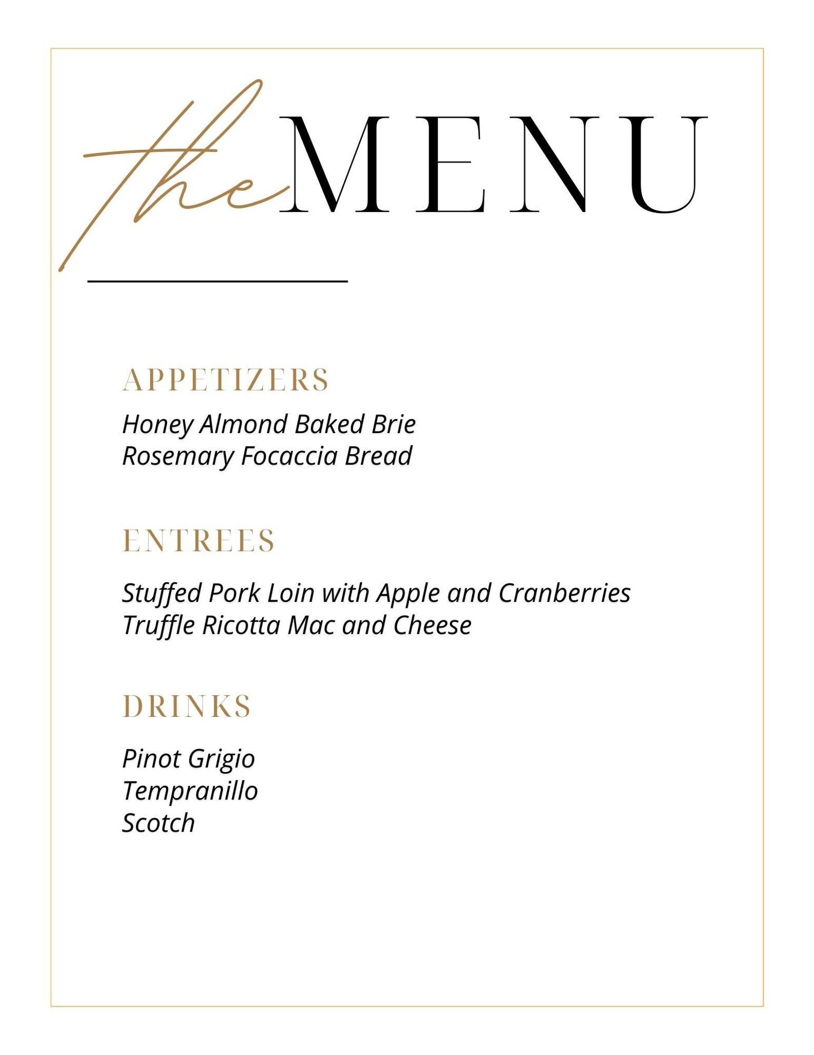 Minimalistic Dinner Menu - Choose Your Own Menu - Wedding Menu Designs ...