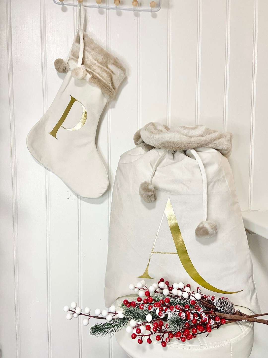 Personalised Luxury Velvet Christmas Sack & Stocking Set, Christmas ...