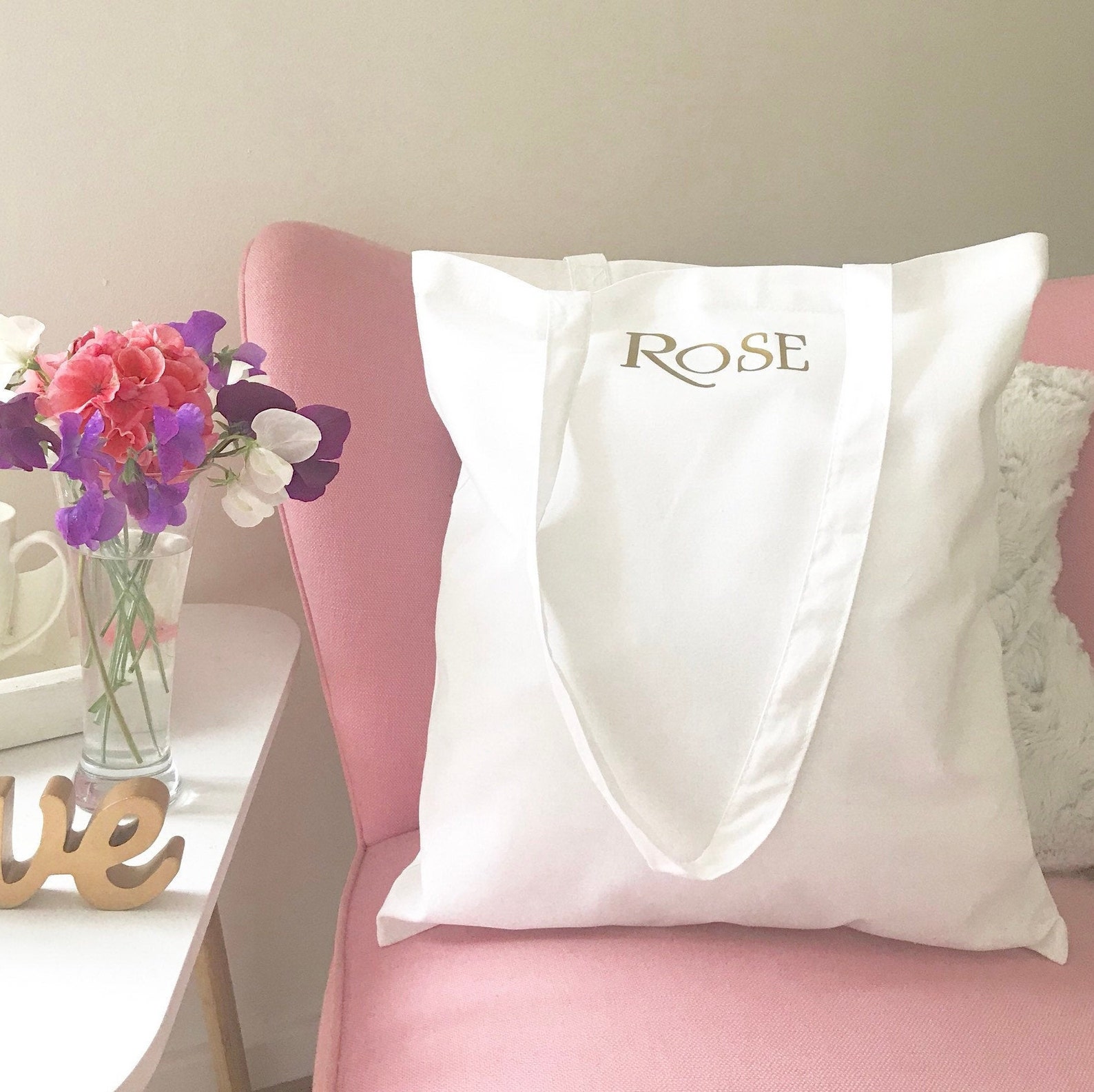 Personalised Name Initial Tote Shopper Bag Bridesmaid Gift | Etsy