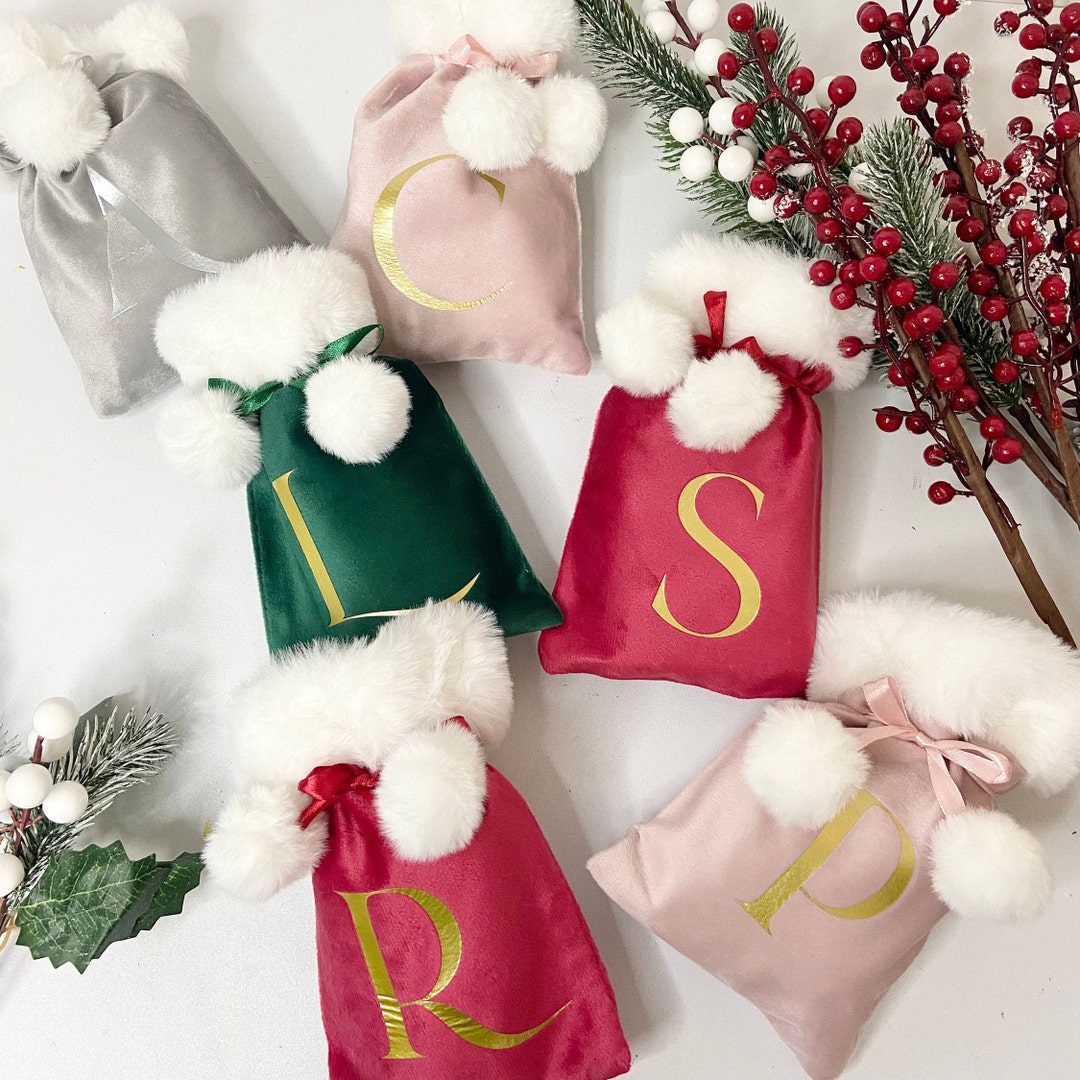 Personalised Luxury Velvet Mini Santa Sacks, Cute Christmas Favours ...