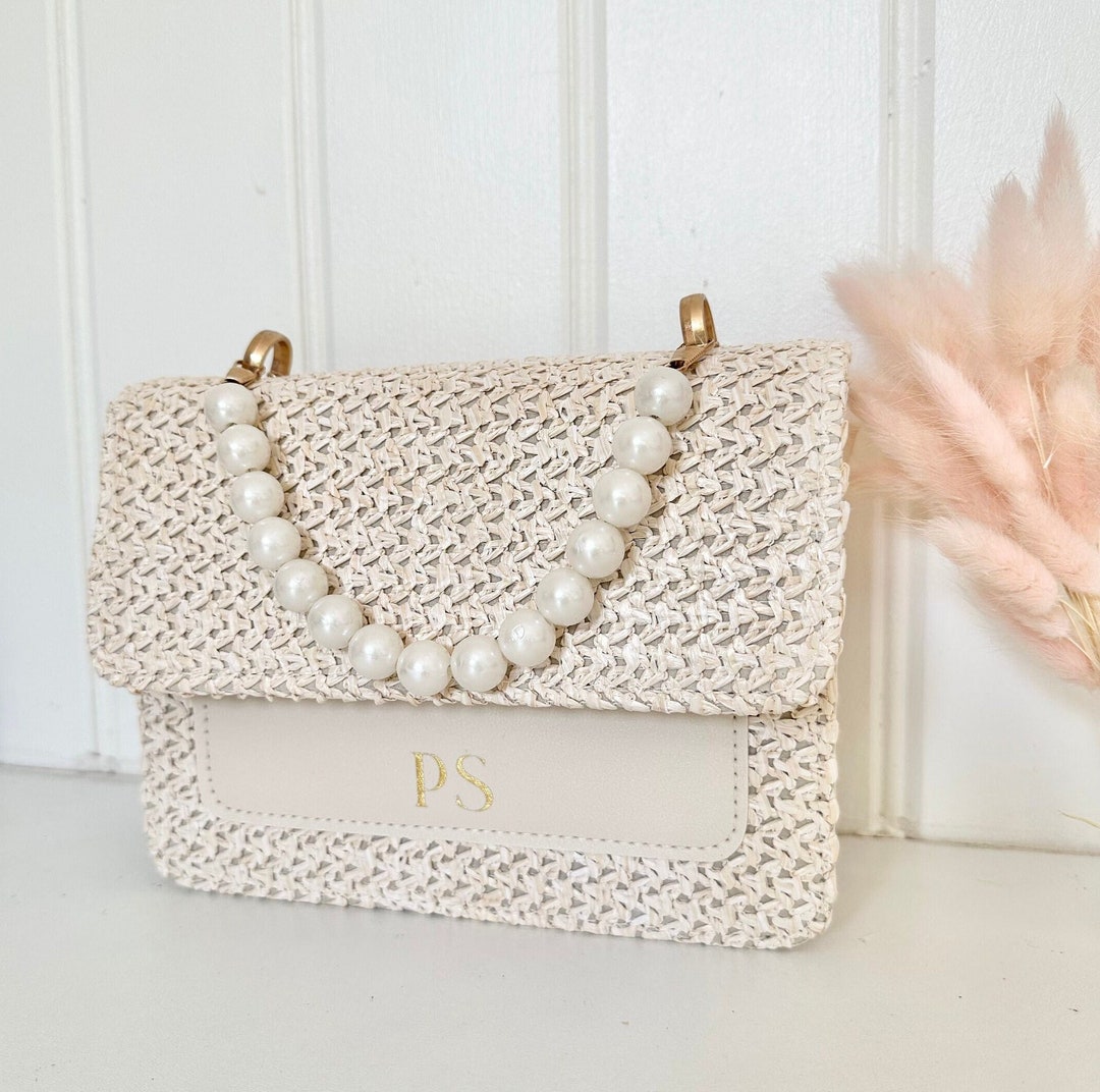 Personalised Bridal Bag, Pearl Handbag, Bride Clutch Bag, Wedding Bag ...