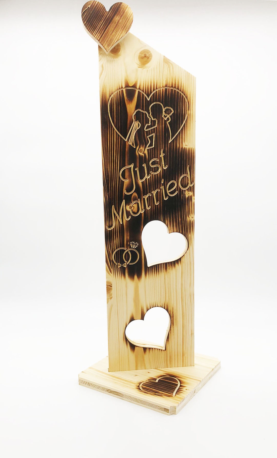 Wood Decoration Shield Flamed NR35 Just Married Wedding Married - Etsy