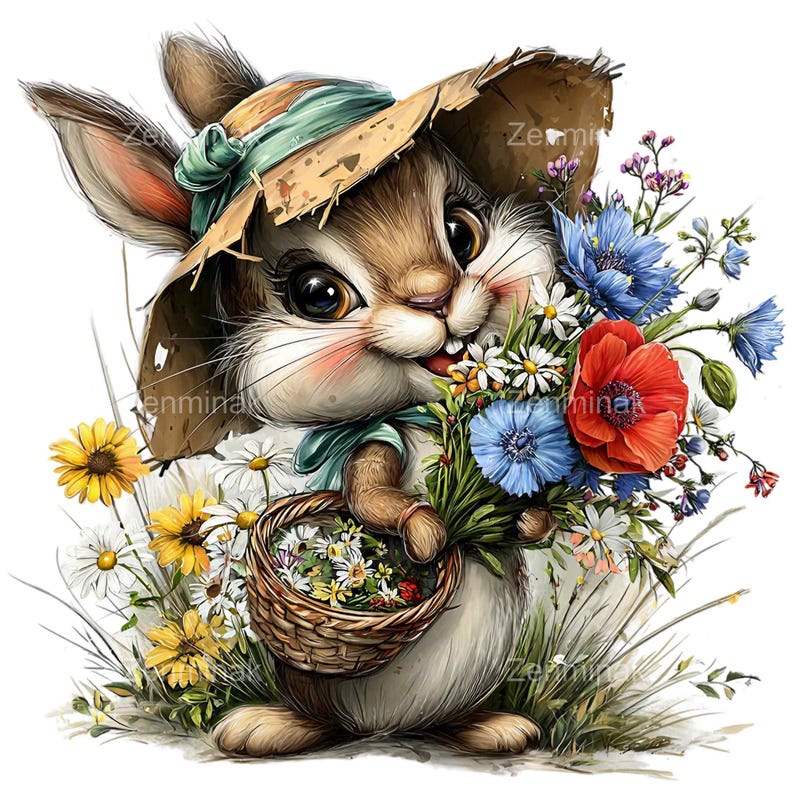 15 PNG Spring Bunny Clipart – Cute Rabbit PNG Illustration – Happy ...