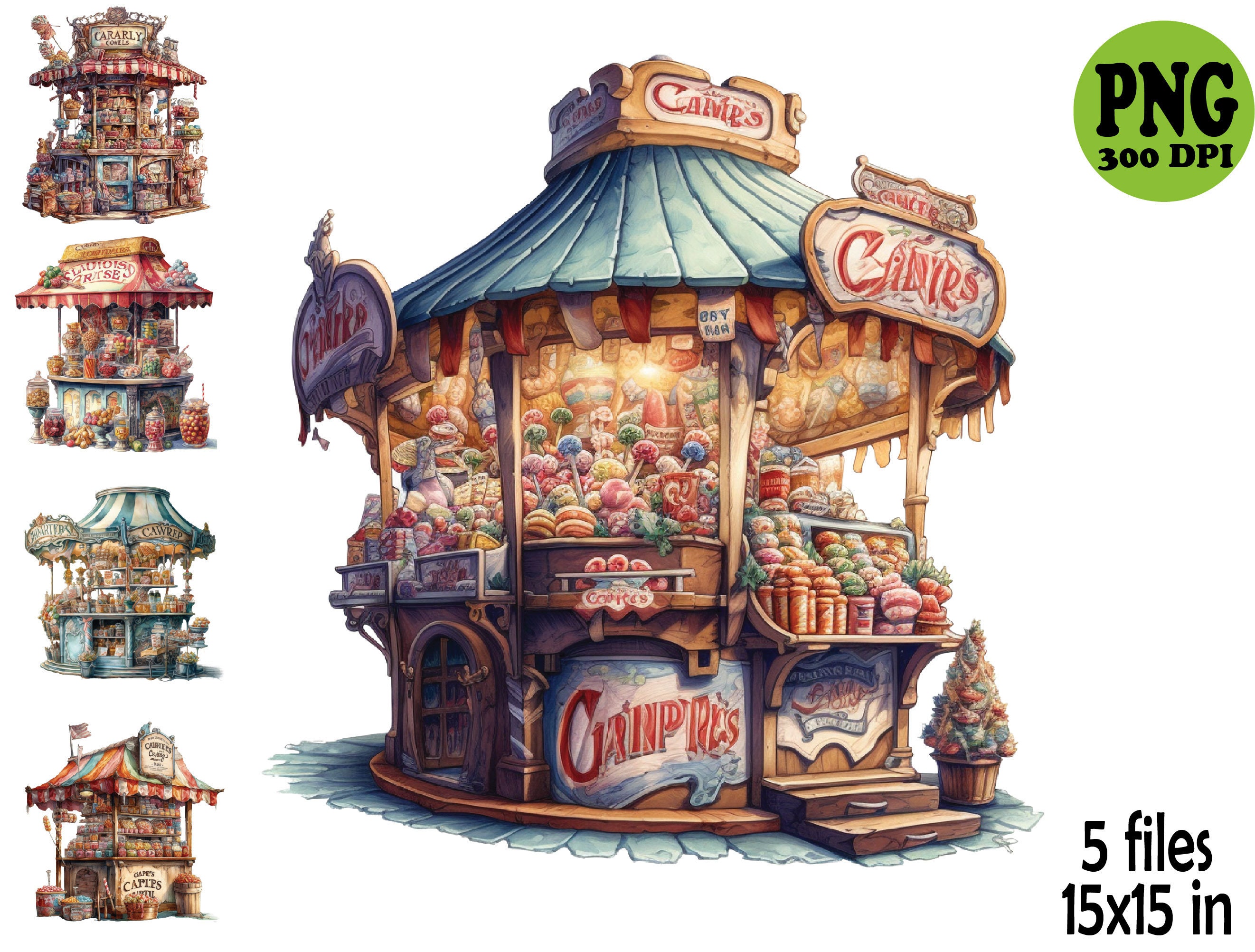 Watercolor Candy Stand Clipart Illustration PNG - Etsy