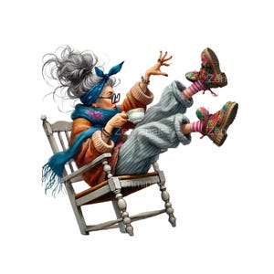 12 Funny Glamorous Lady PNG, Vintage Rocking Chair Clipart, Retro Humor ...