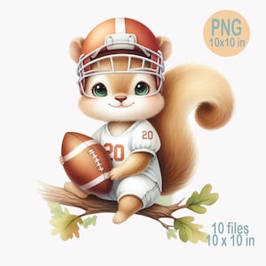 Squirrel Clipart, Sport Lovers Clipart, American Football, Watercolor ...