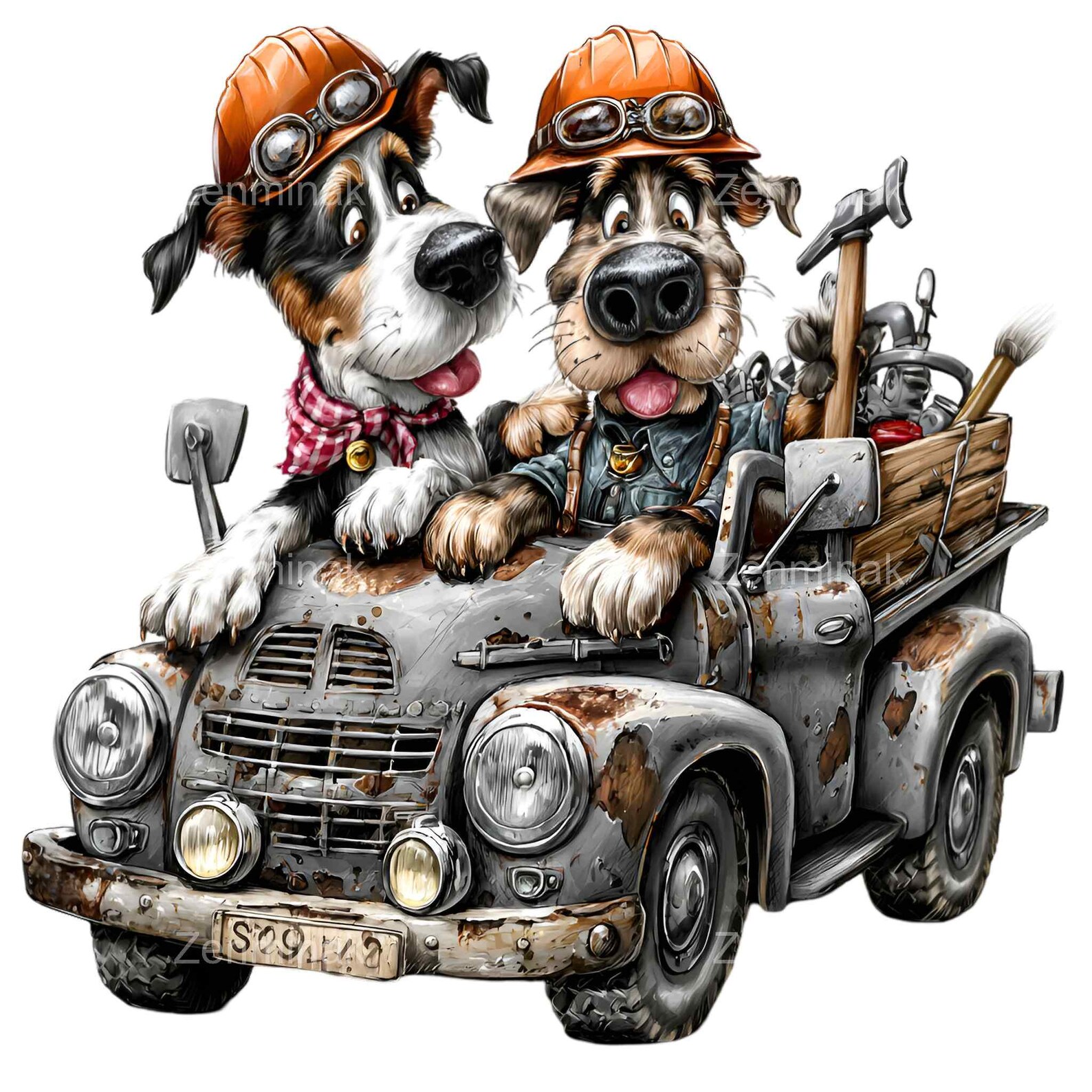 15 PNG Construction Dogs Funny Mechanic Puppy Clipart, Hard Hat Rusty ...