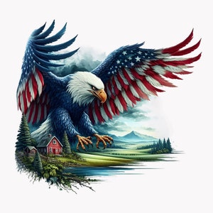 Patriotic Eagle Clipart, American Flag PNG, Veterans Day, Freedom ...