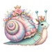 Princess Snail Clipart 14 PNG Adorable Cartoon Snail With Crown and ...