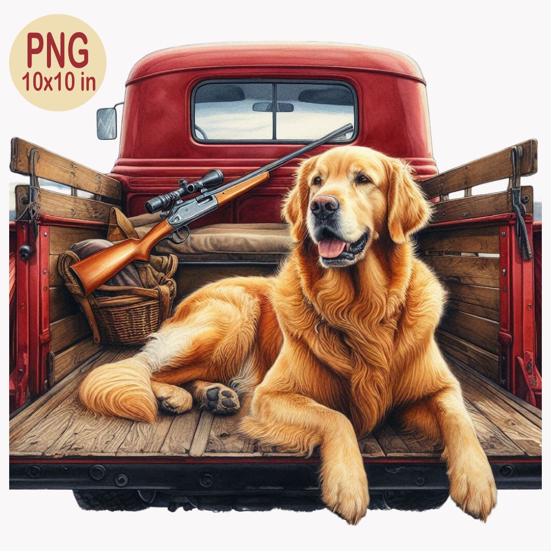 Hunting Dog Clipart, Golden Retriever Dog Illustration, Duck Hunting ...