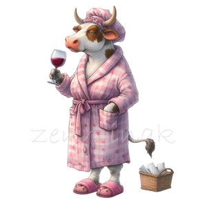 Funny Cow Drinking Wine Clipart, 12 PNG Housewife Red Wine Alcohol ...