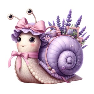 Snail With Lavender Backpack 10 Whimsical Spring Floral PNG Cute Garden ...