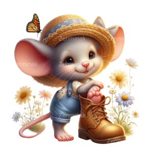 Spring Mouse With Boot PNG - 15 Cute Woodland Animal Clipart, Adorable ...