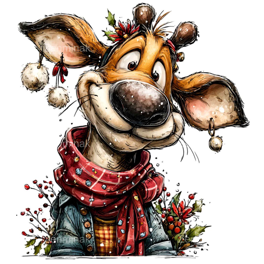 16 PNG Winter Reindeer Clipart – Cute Holiday PNG – Festive Digital Art ...