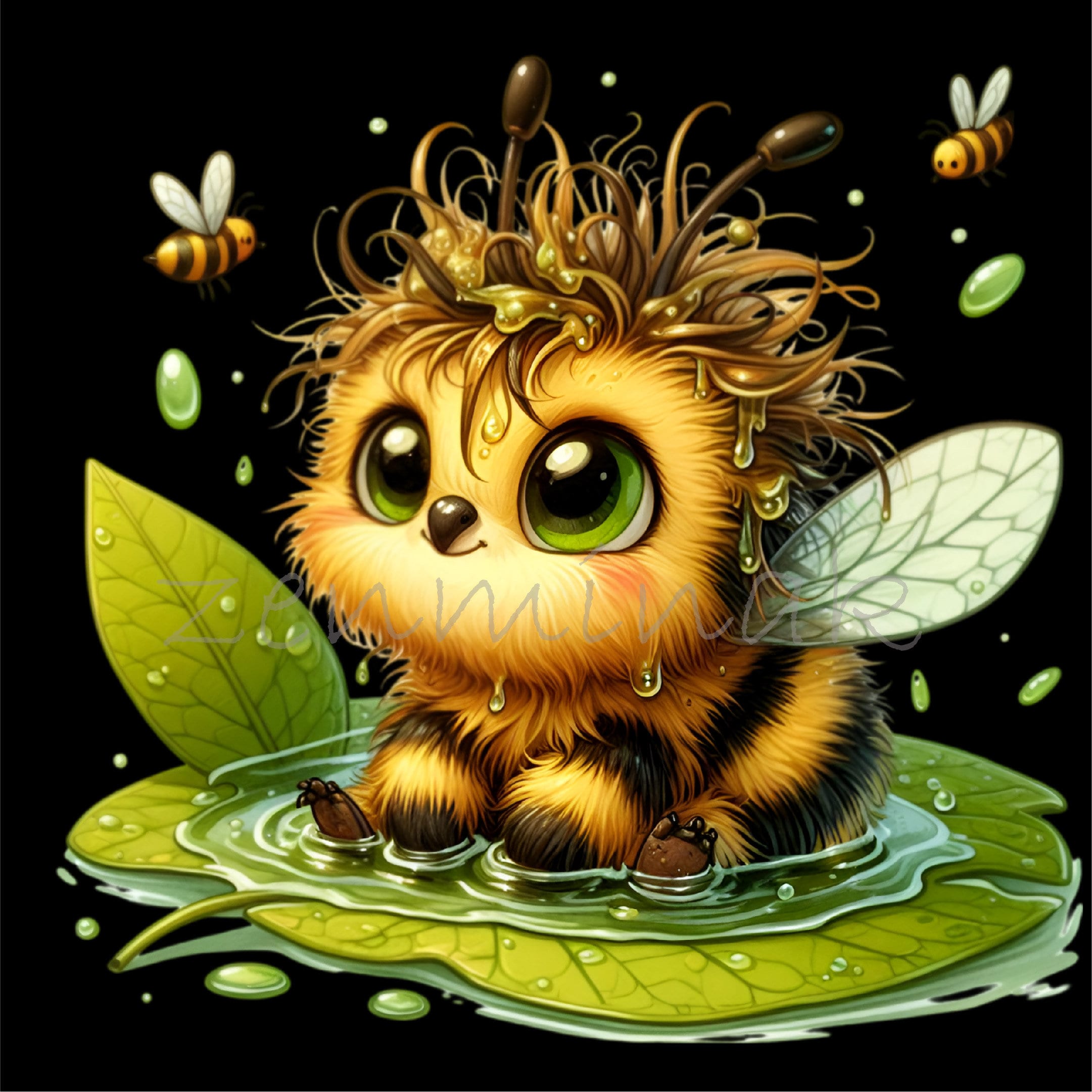 14 PNG Bumblebee Clipart, Messy Hair Bee Spring Garden Graphics - Etsy