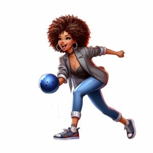 Fun Bowling Girl Art, 14 Afro Hair Fashion Illustration, Bowling Ball ...