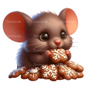 Christmas Mouse PNG Clipart 10 Adorable Mouse With Gingerbread Cookie ...