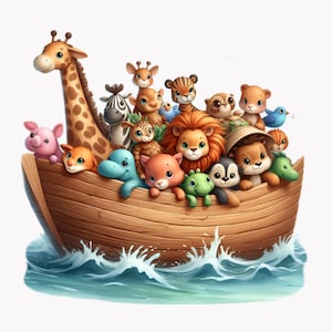 Noah’s Ark Clipart Bundle, Animals Clipart, Christian Clipart, Bible ...