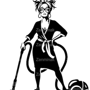 5 SVG Retro Housekeeper SVG, Funny Cleaning Lady Cut File, Vintage Maid ...