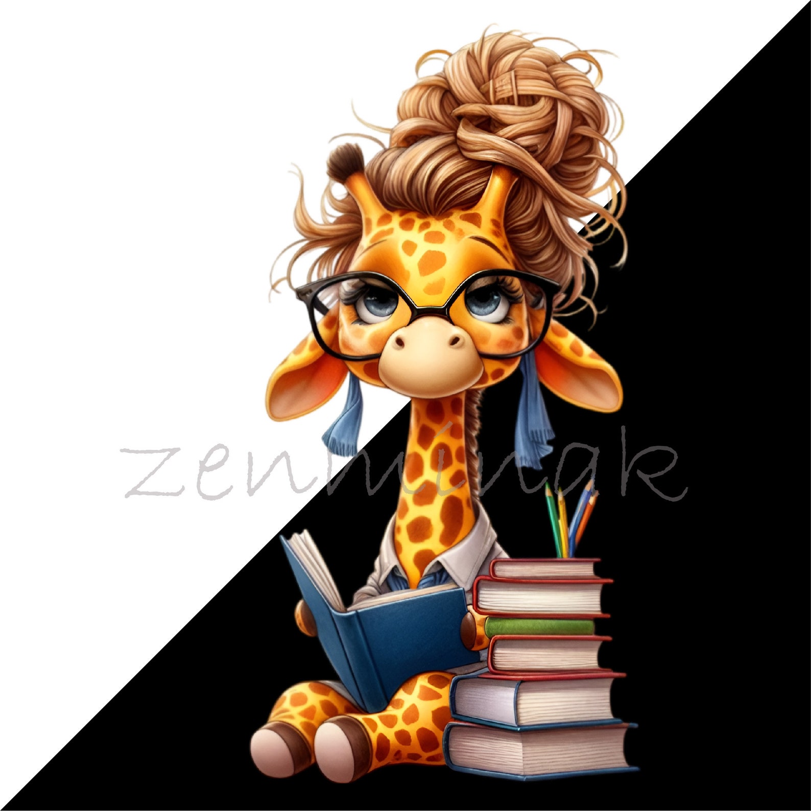 15 PNG Giraffe Teacher Clipart, Back to School Animal Education - Etsy