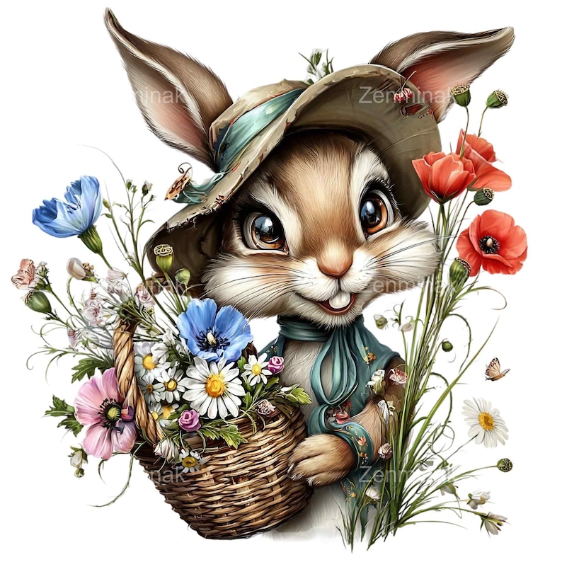 15 PNG Spring Bunny Clipart – Cute Rabbit PNG Illustration – Happy ...