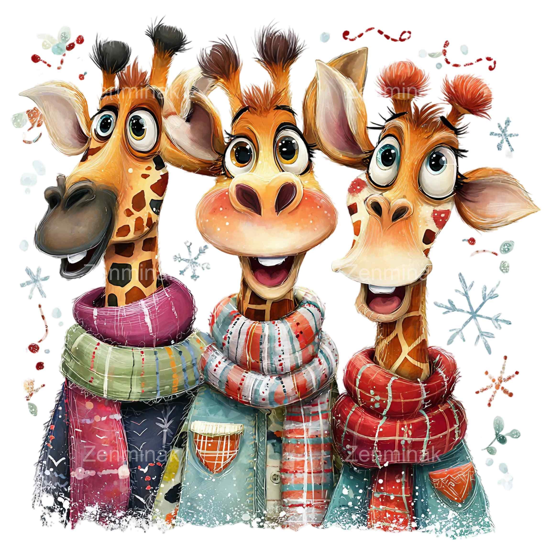 14 PNG Christmas Giraffes – Funny Giraffe PNG – Holiday Animal Clipart ...