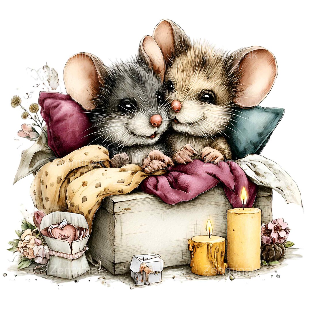 15 PNG Mice Clipart, Watercolor Baby Mouse Illustration, Whimsical ...