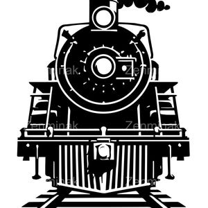 8 SVG Mountain Train SVG – Front View Steam Engine on Tracks Cut File ...