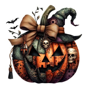 Spooky Halloween Pumpkin Clipart PNG, 15 Patchwork Jack-o'-lantern With ...