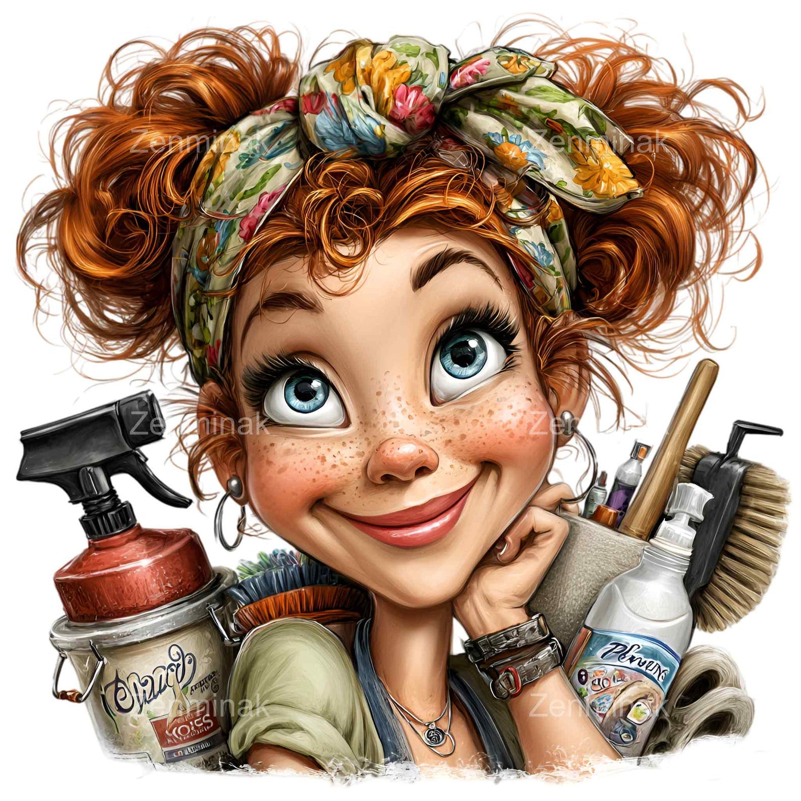 15 PNG Funny Cleaning Lady Clipart – Cartoon Woman With Glasses and ...