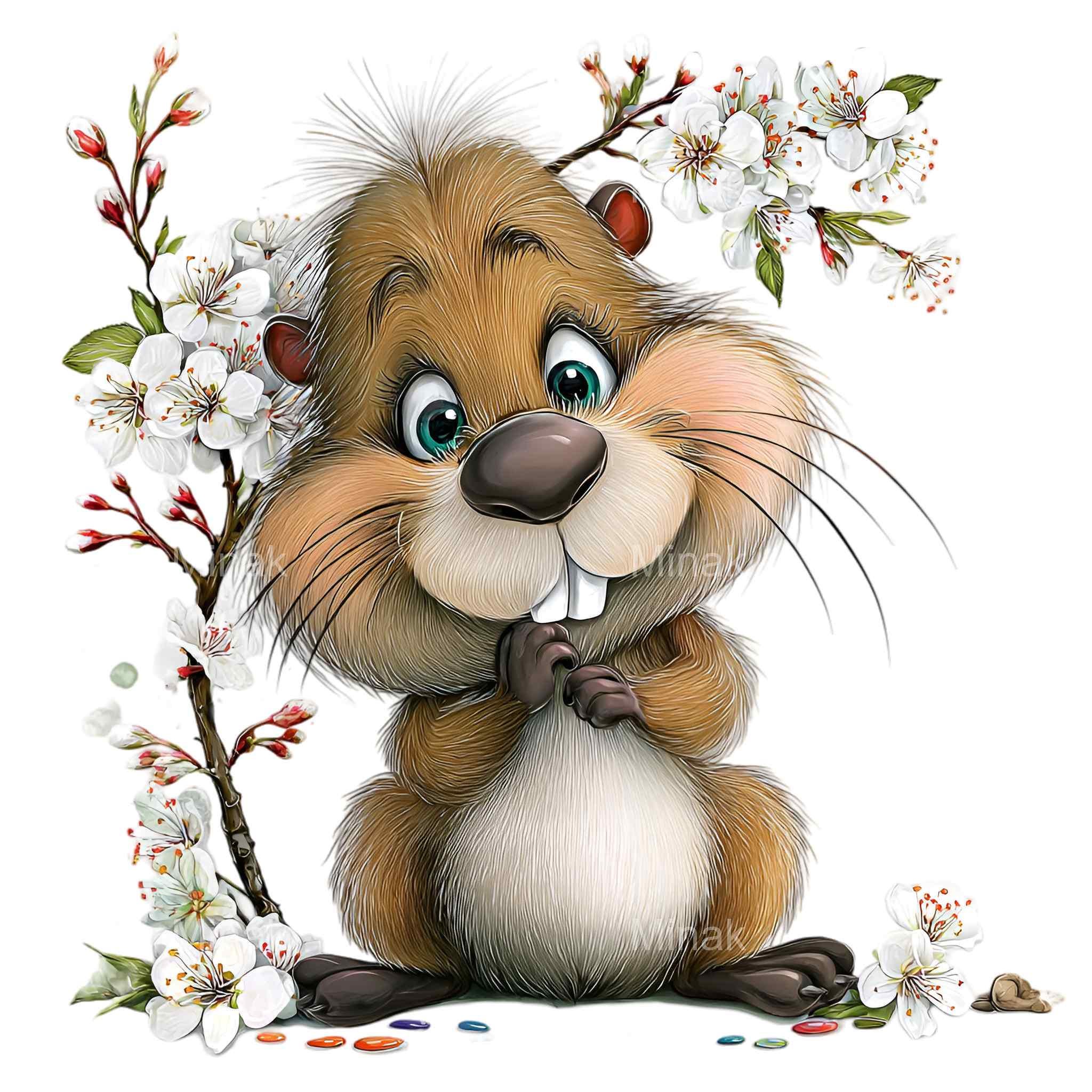 15 PNG Beaver Flower Crown Clipart, Woodland Animal Illustration ...