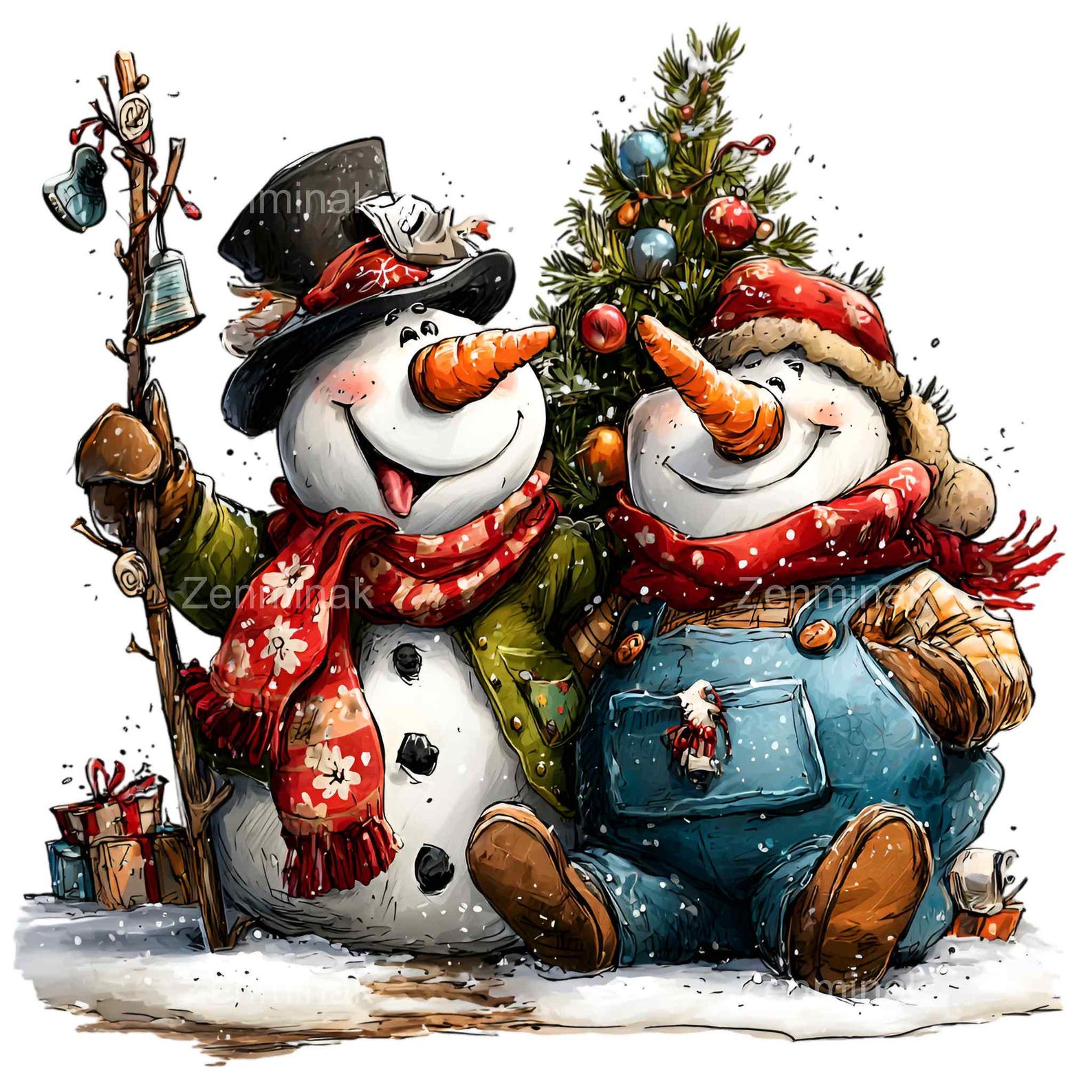 15 PNG Snowman Couple PNG – Cute Christmas Snowmen Clipart – Winter ...
