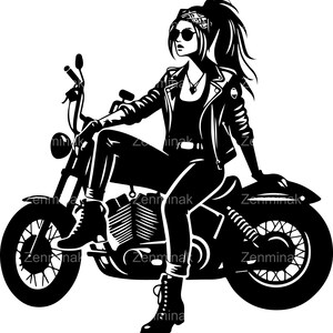 4 SVG Lady Biker SVG Cut File for Cricut - Motorcycle Enthusiast Vector ...