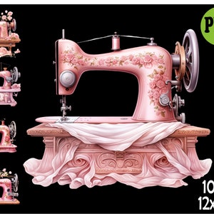 Watercolor Vintage Pink Sewing Machine, Tailoring Clipart Illustration ...