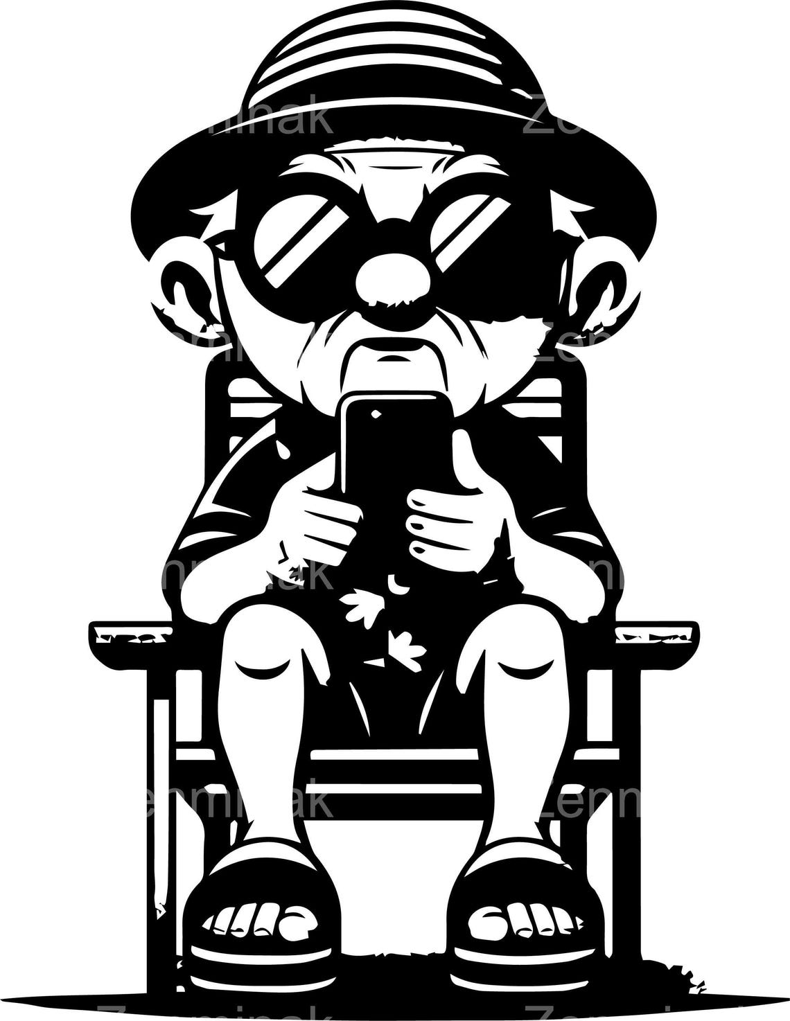 8 SVG Funny Grandpa With Phone, Grumpy Old Man Clipart, Retired Senior ...