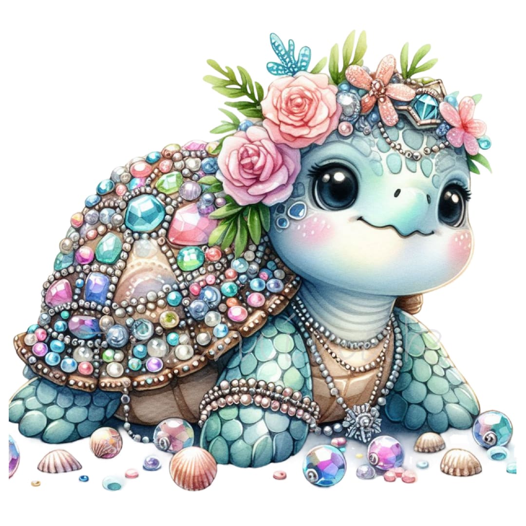 Sea Turtle Clipart, 15 PNG Cute Ocean Animals Illustration, Watercolor ...