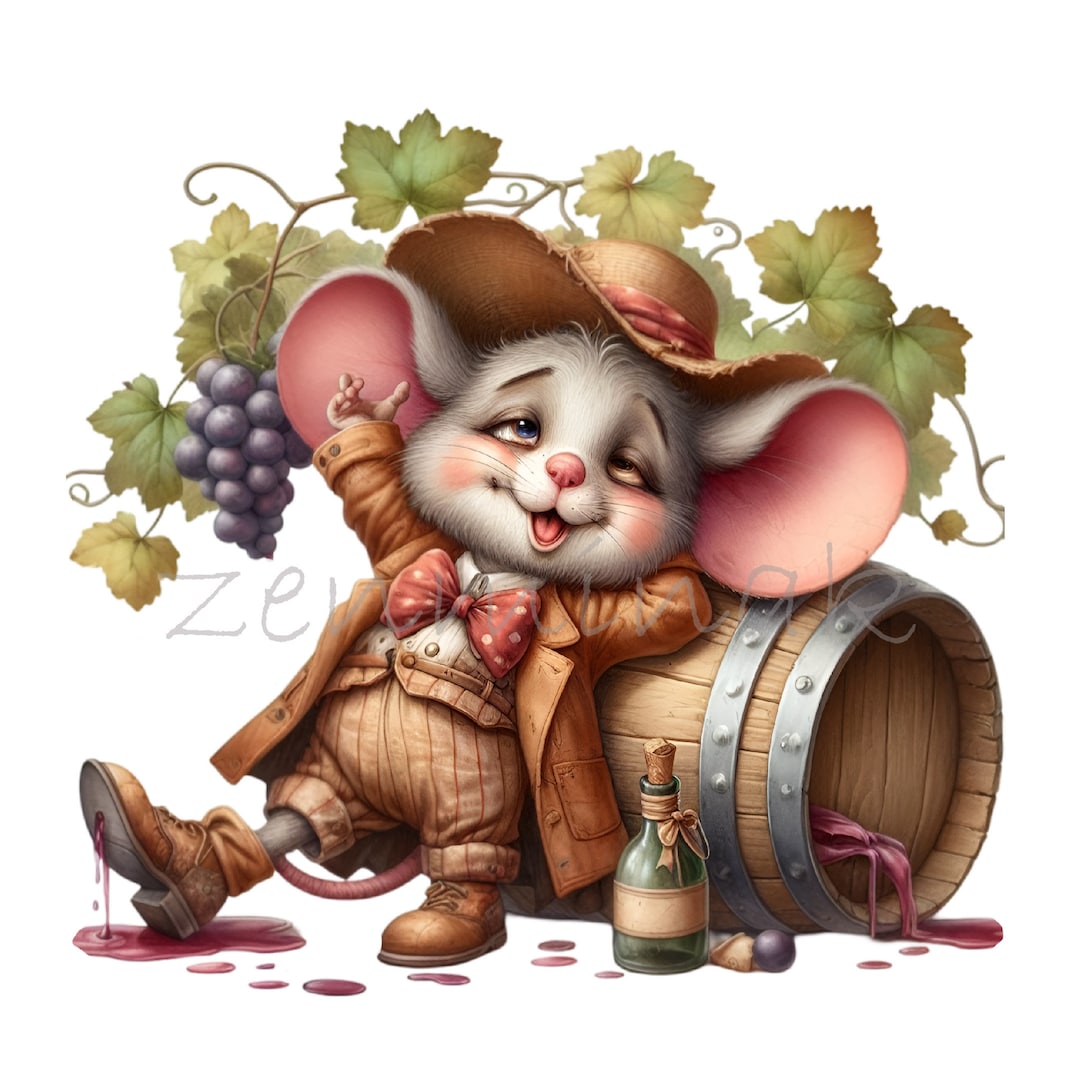 15 Drunk Mouse Cartoon PNG Clipart - Cute Vineyard Mouse With Wine ...