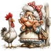 14 PNG Farm Chicken Clipart – Whimsical Old Lady With Hen PNG for ...