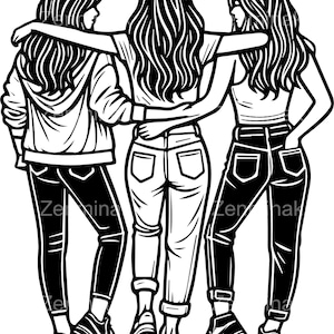 5 SVG Three Girls SVG Cut File – Hugging Women From Behind – Cricut ...