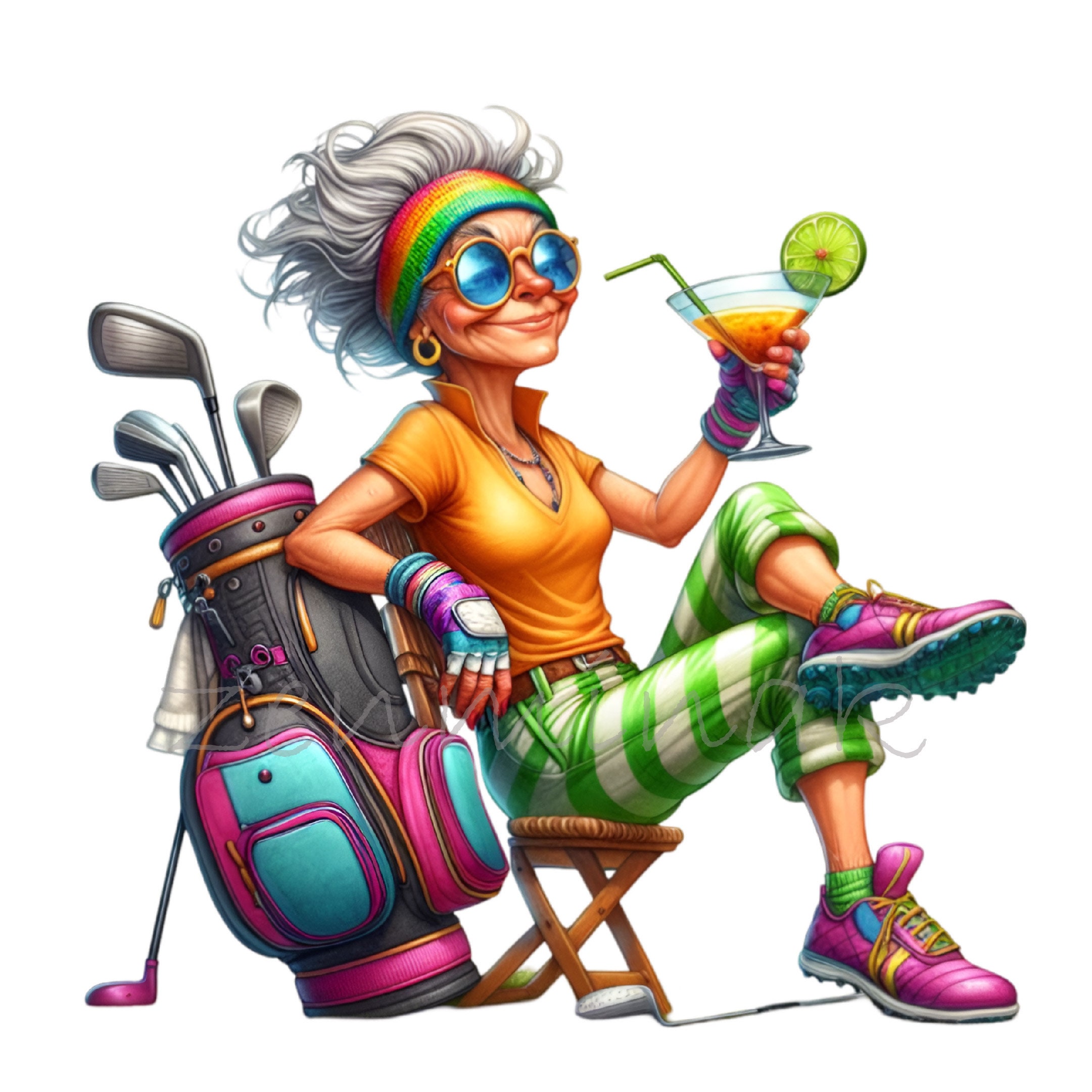 Chic Senior Lady Golfer 12 PNG Clipart | Elegant Woman With Golf Clubs ...