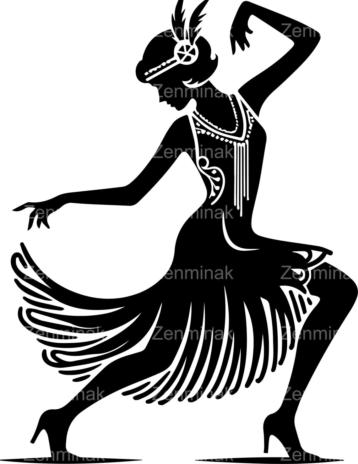 8 SVG Retro Dancer SVG Cut File – Flapper Woman in Fringe Dress With ...