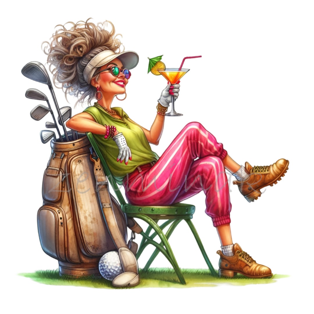 Chic Senior Lady Golfer 12 PNG Clipart | Elegant Woman With Golf Clubs ...